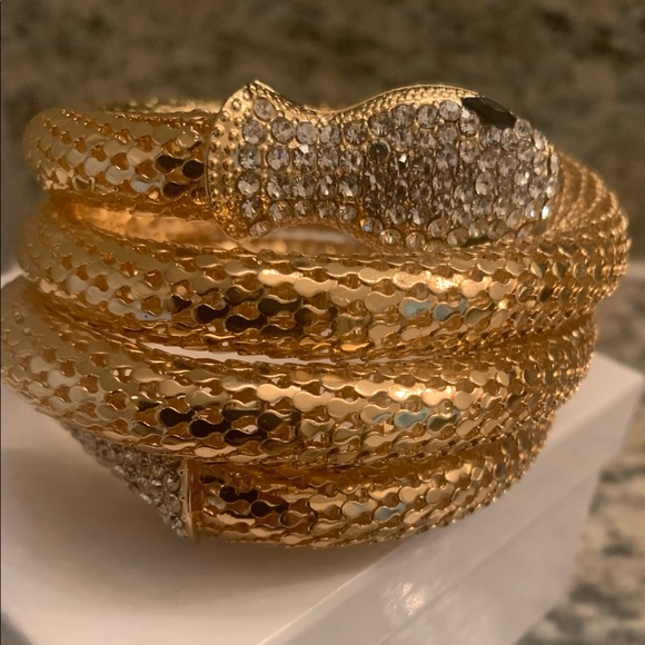 Not Rated | Jewelry | Gold Wrap Around Snake Bracket With Cz Stones ...